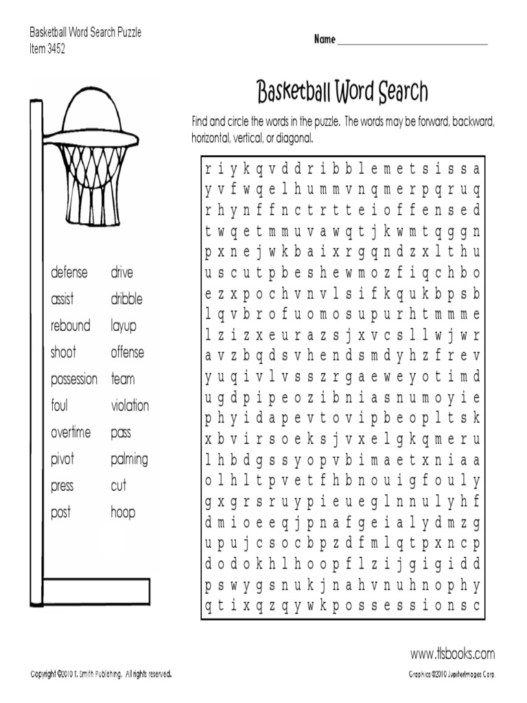 Basketball Word Search Puzzle | PDF | Word Search | Games Of Physical Skill