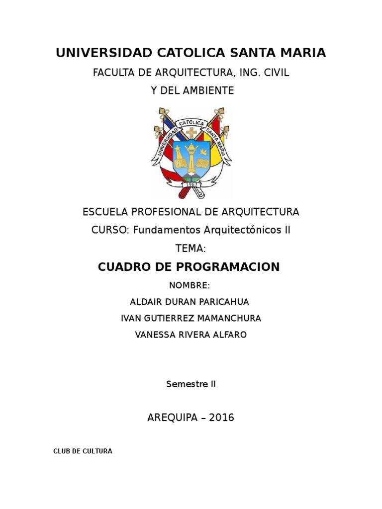 Cuadro de Programacion | PDF | Diseño | Diseño de producto