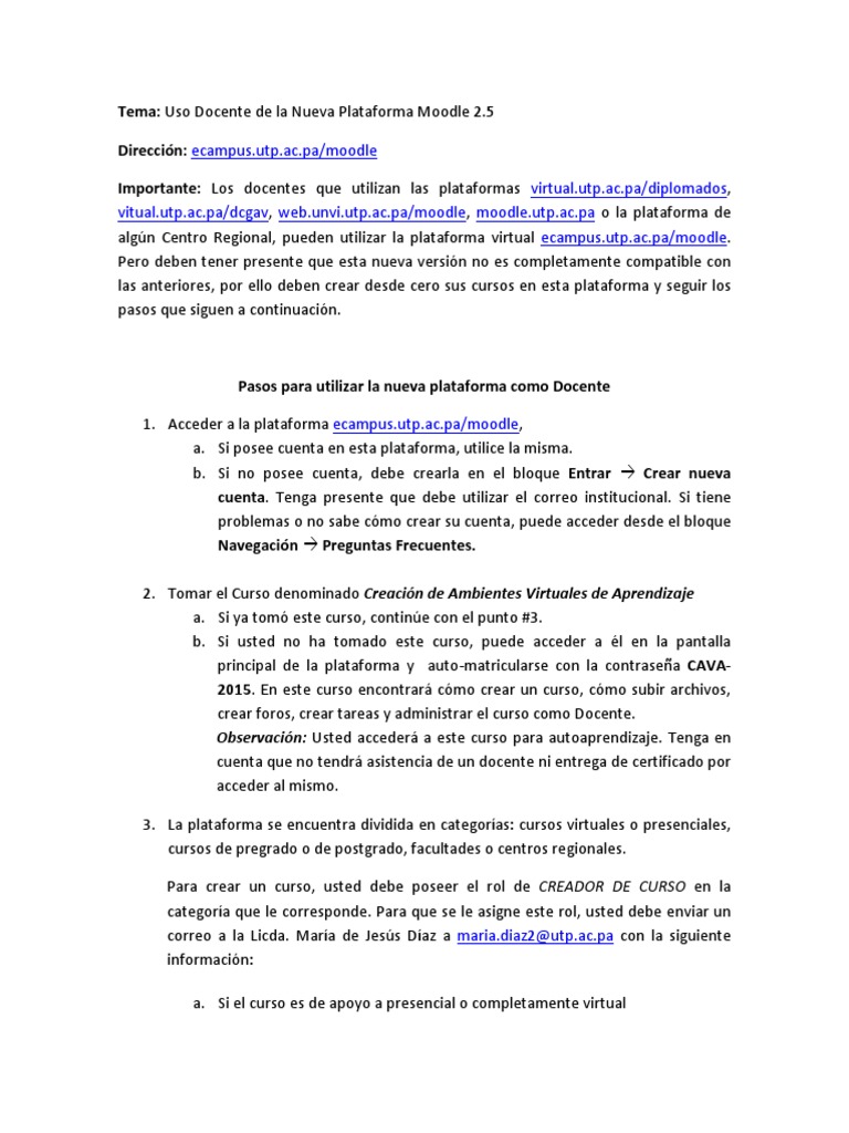 Pasos para Utilizar Ecampus | PDF | Moodle | Informática