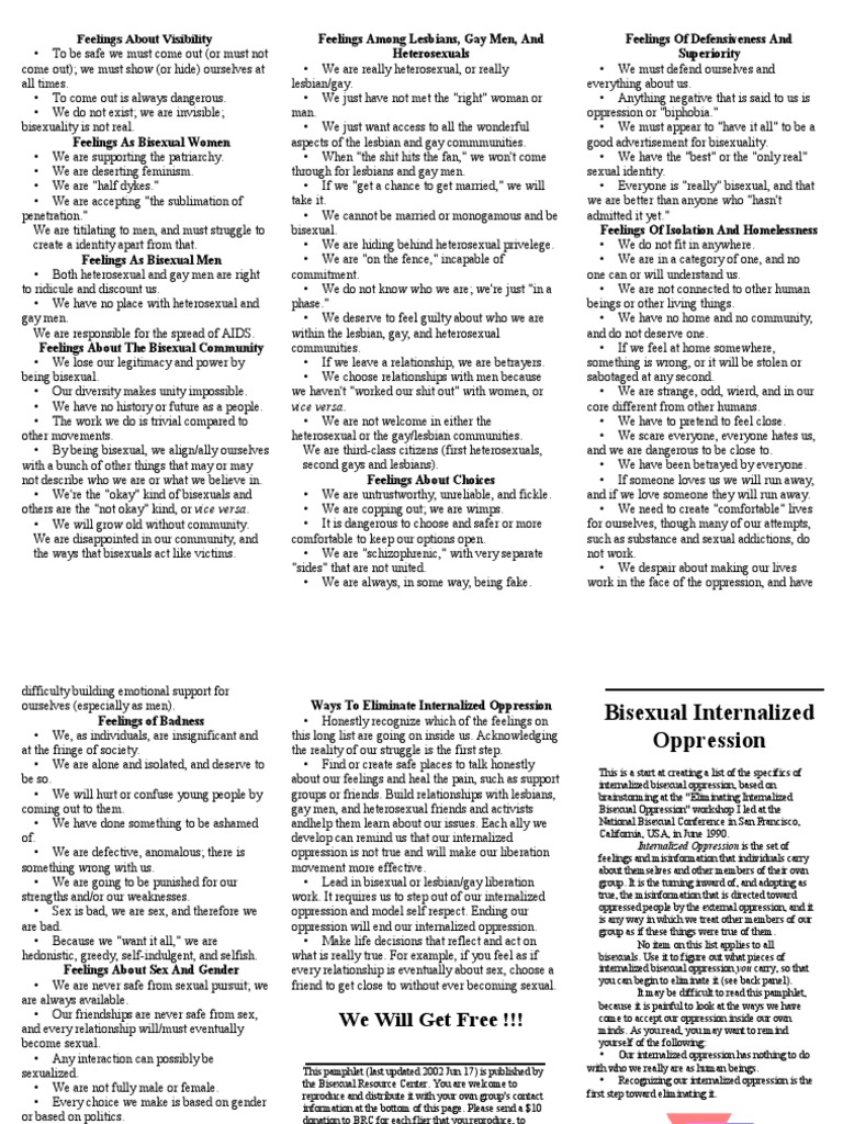 Bisexual Internalized Oppression | PDF | Bisexuality | Coming Out