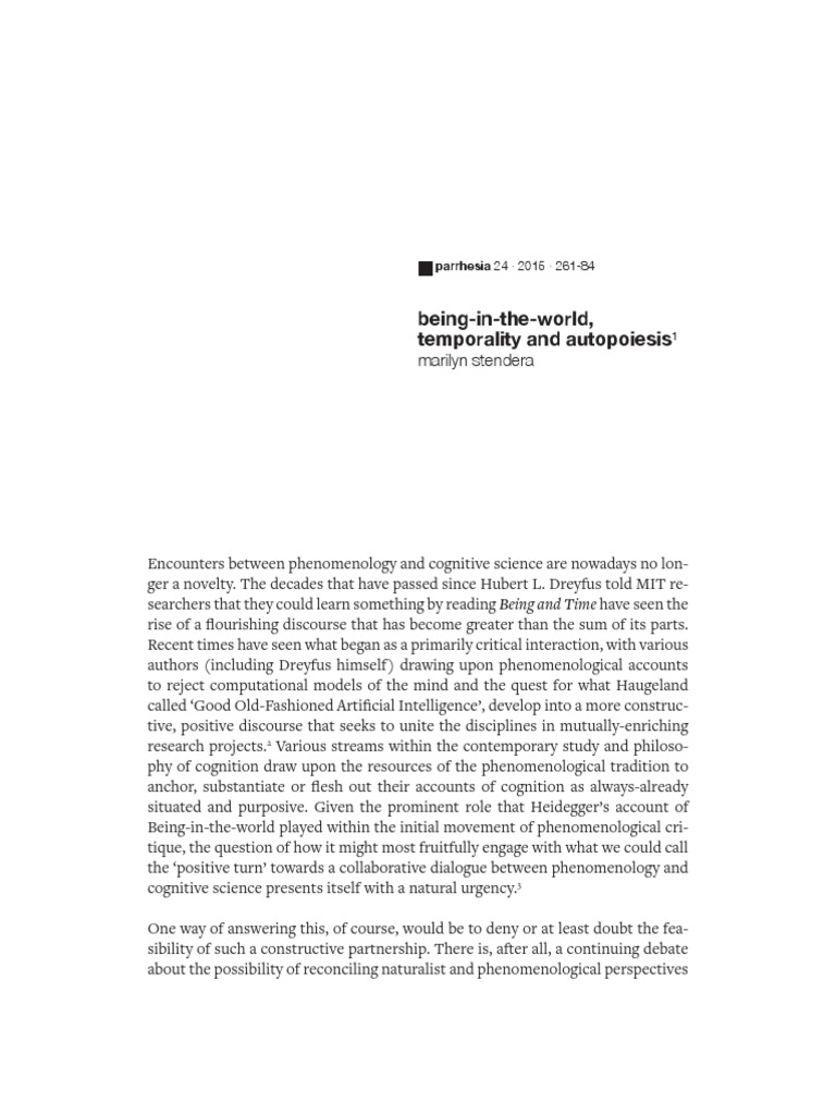 Being-in-the-World, Temporality and Autopoiesis | PDF | Martin ...