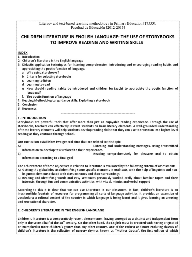 Children Literature in English Language | PDF | Children's Literature ...