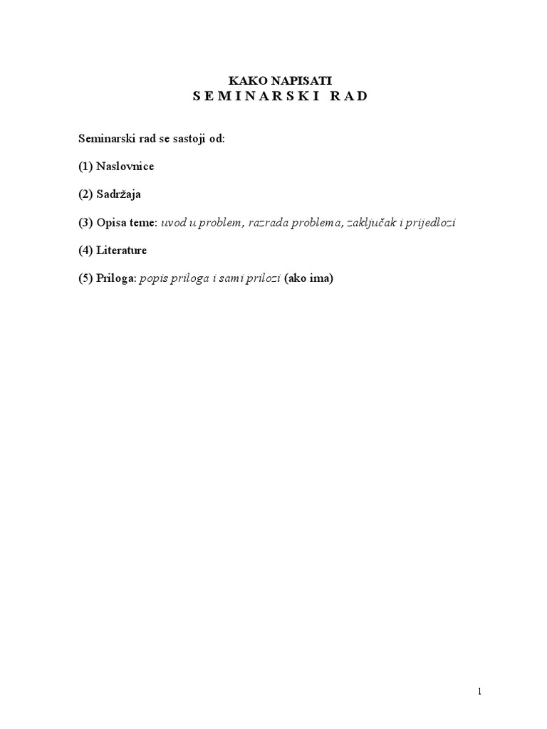 Kako Napisati Seminarski Rad | PDF