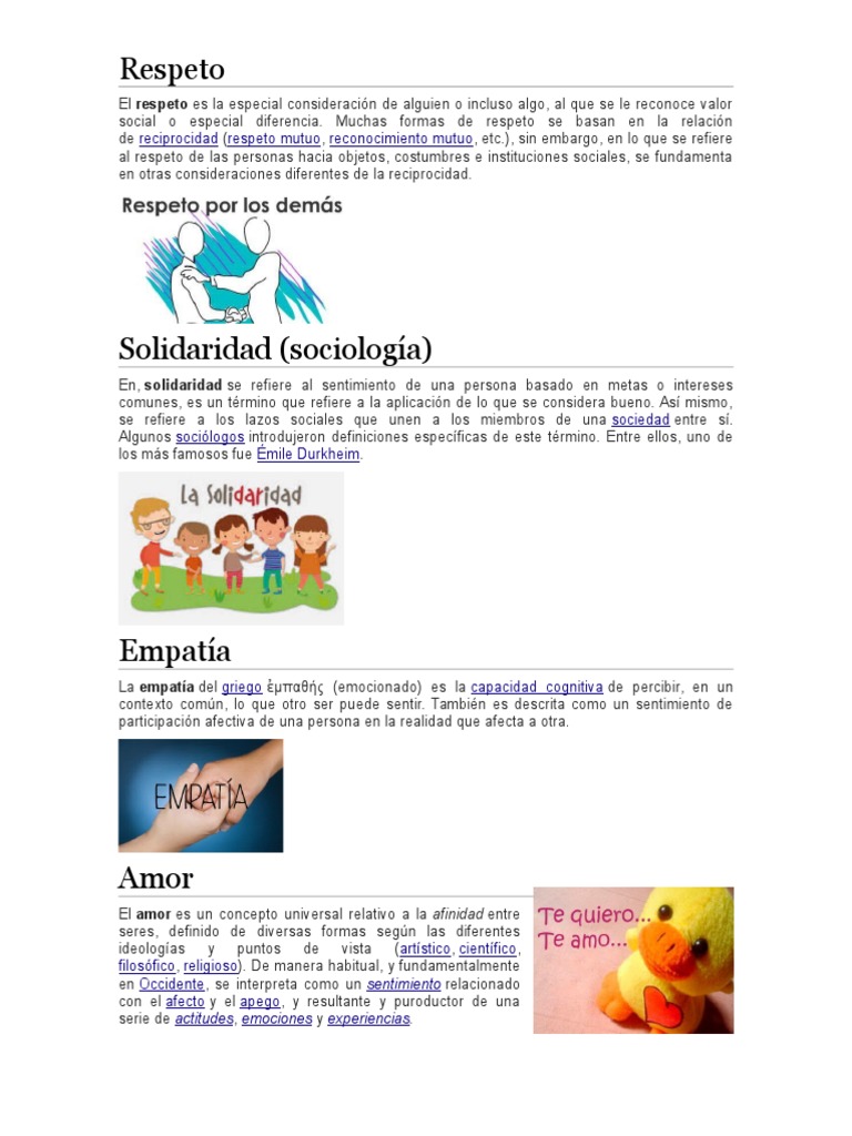 Valores Definicion e Imagen | PDF | Lealtad | Compasión