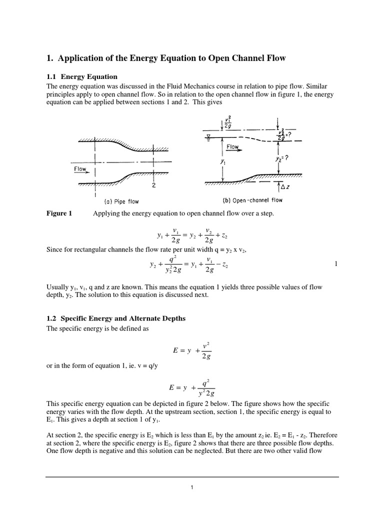 Open Channel Energy | PDF | Equations | Fluid Mechanics