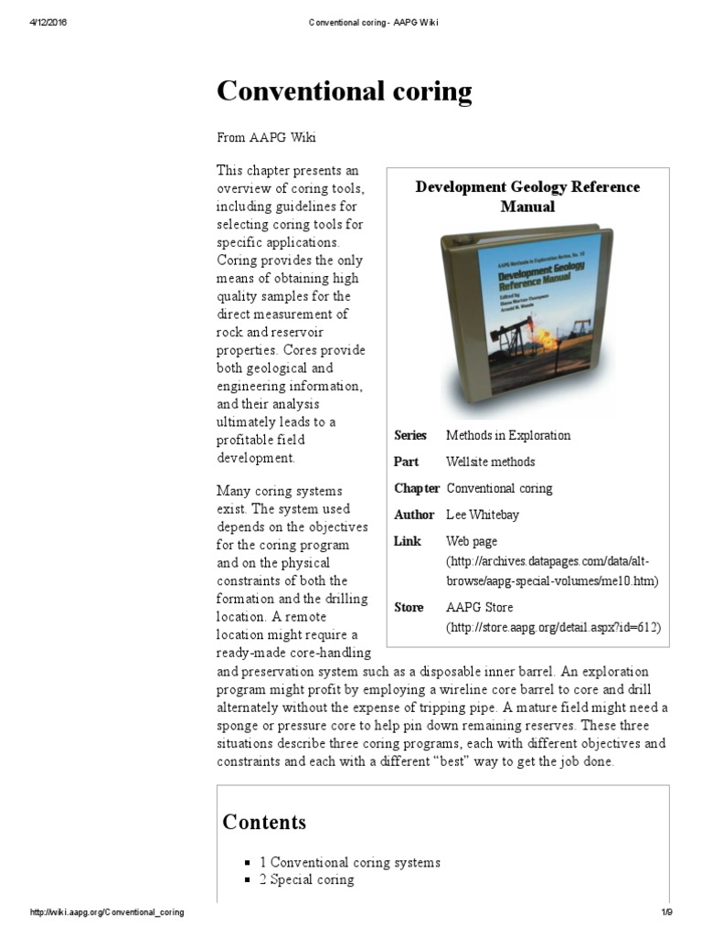 Conventional Coring - AAPG Wiki | PDF | Drilling Rig | Science