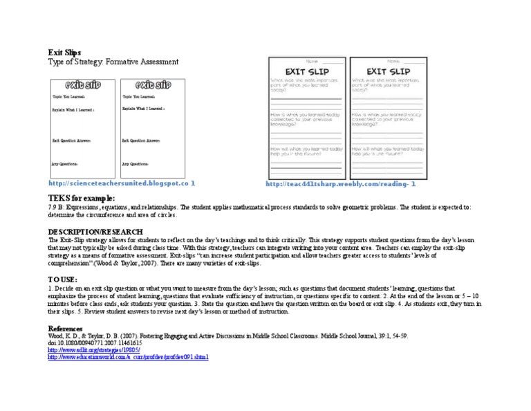 Exit Slips - Expert Presentation | PDF | Behavior Modification ...