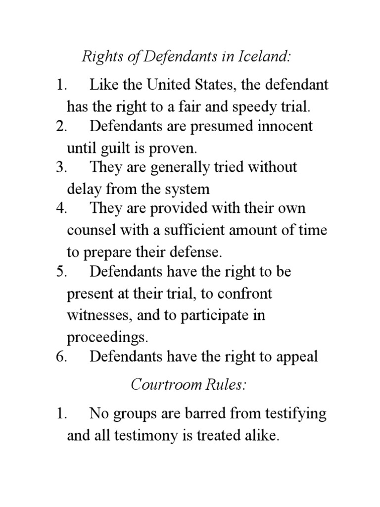 Defendant Courtroom Rules | PDF