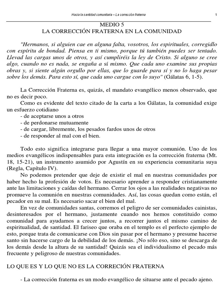 Corrección Fraterna en Comunidad | PDF