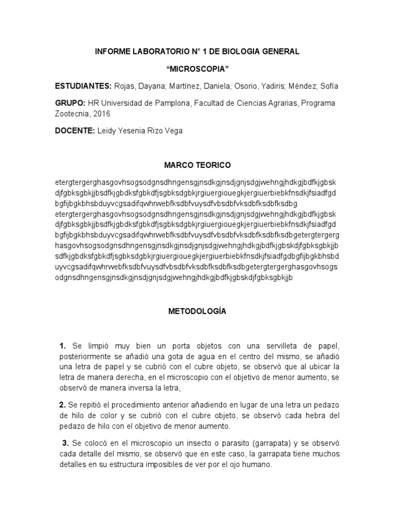 Informe de Biologia Micros | PDF | Bienestar | Medicina
