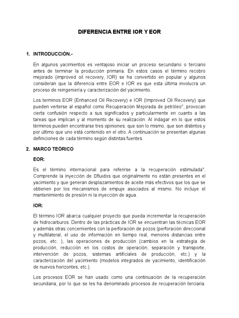 Diferencia Entre Ior y Eor | PDF | Petróleo | Science