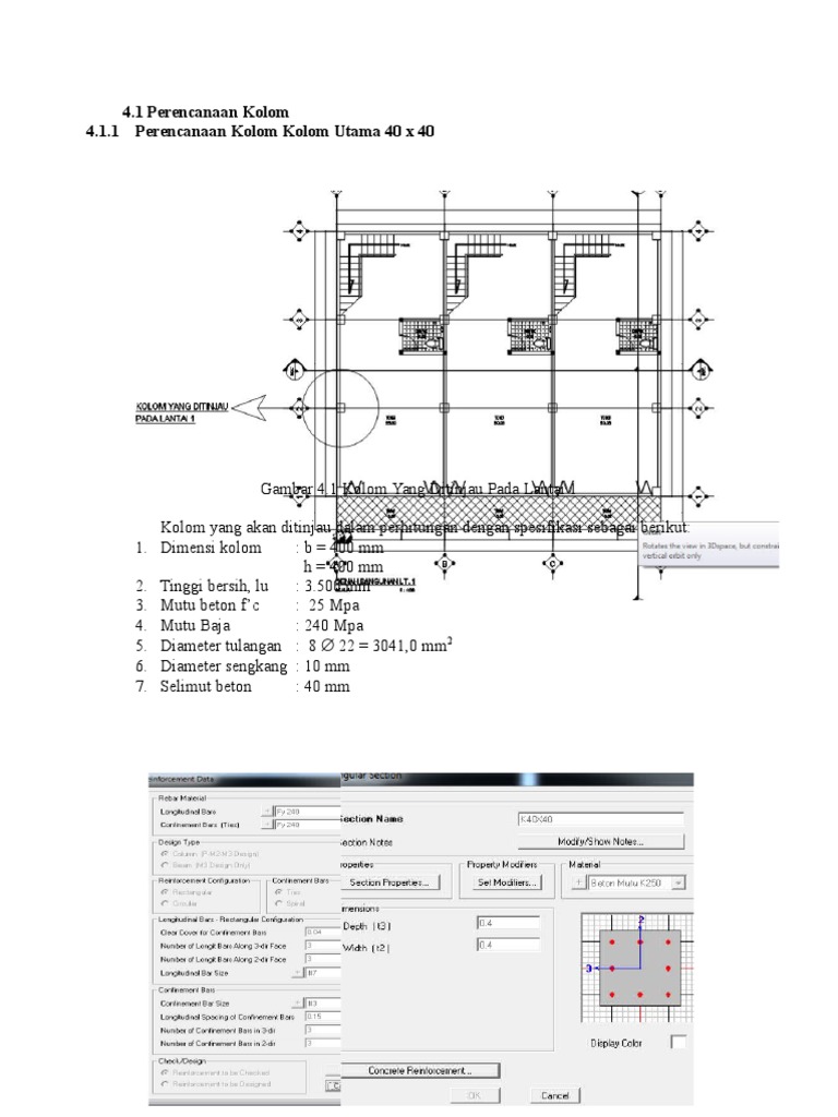 Perencanaan dan Desain Kolom 40x40 | PDF | Sains & Matematika