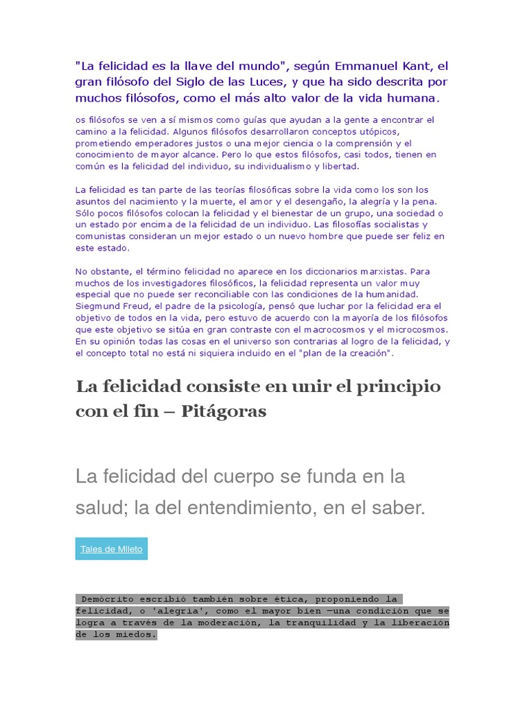 Felicidad Segun Filosofos | PDF | Felicidad | Alma