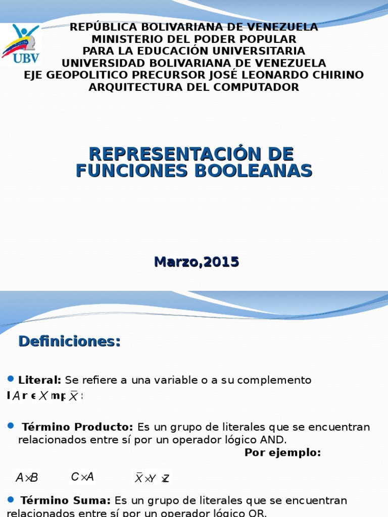 Representación de Funciones Booleanas | Descargar gratis PDF | Función ...