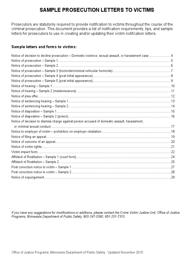 Sample Prosecution Letters | Plea Bargain | Prosecutor