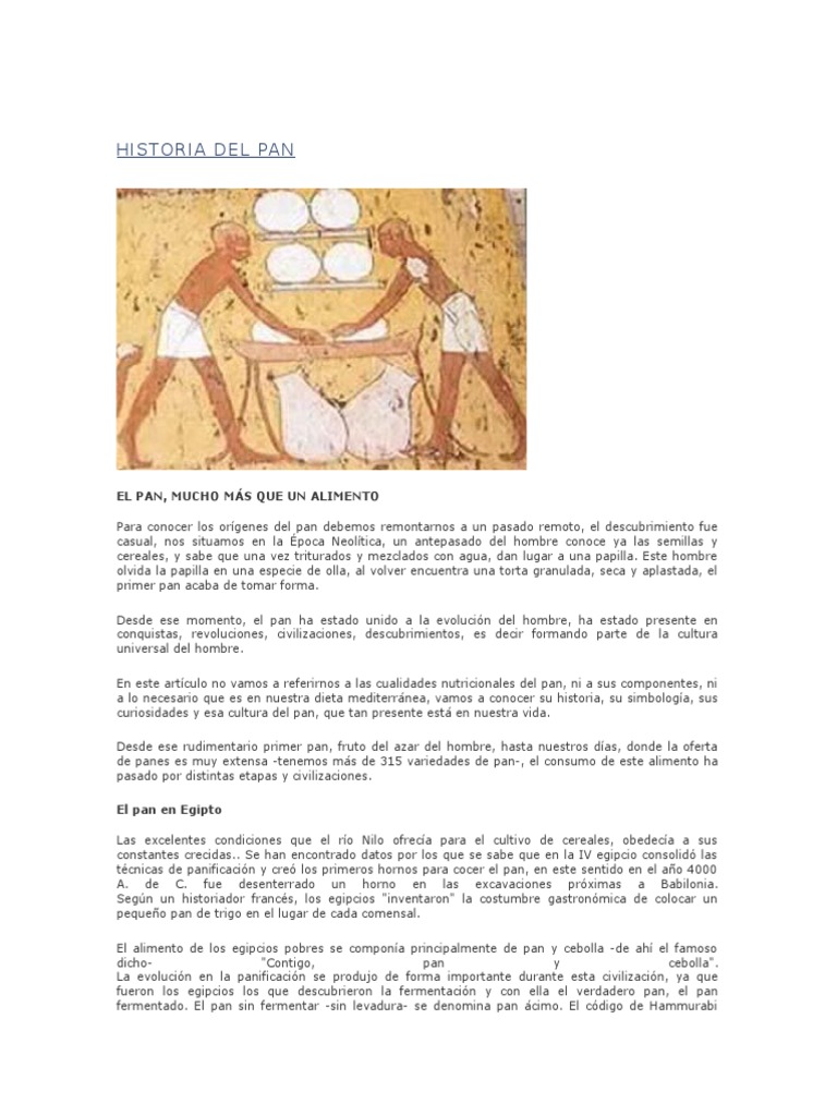 Historia Del Pan | PDF | Panes | Trigo
