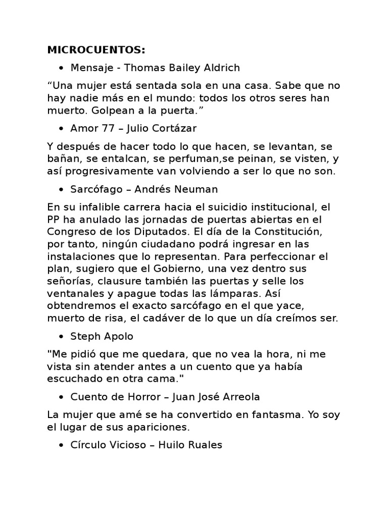 Microcuentos para Amantes del Relato Breve | PDF