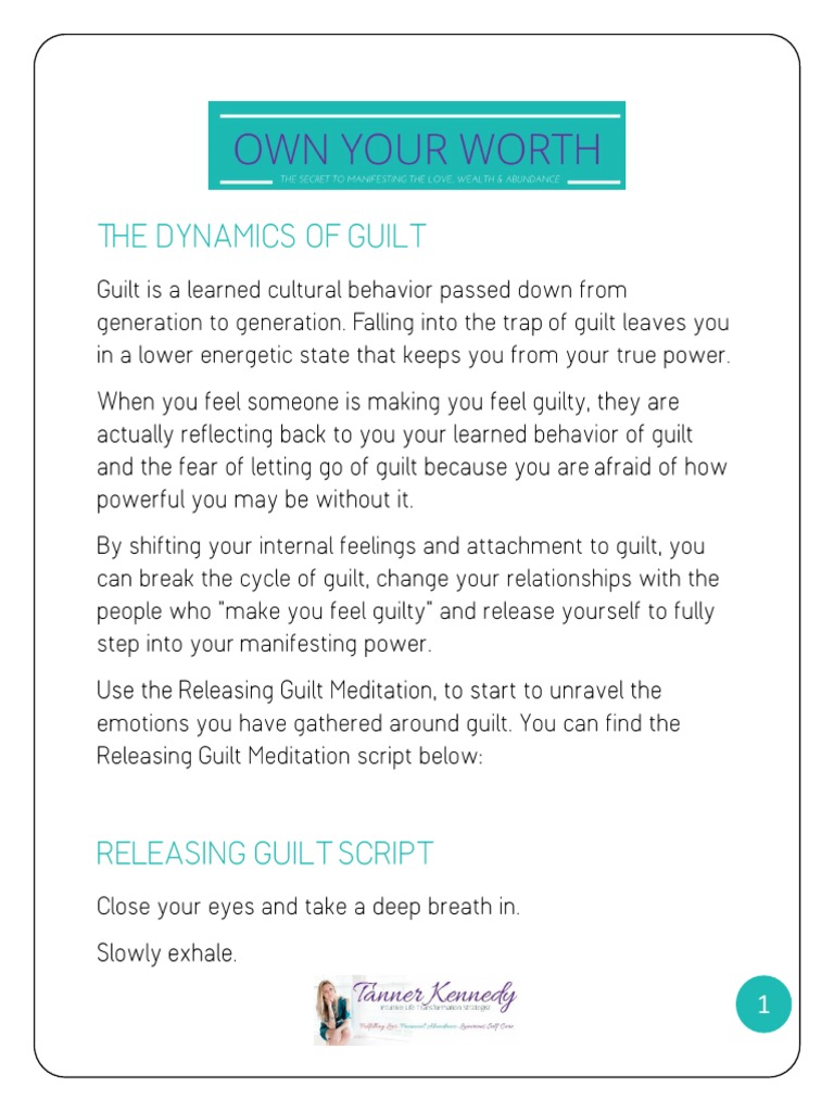 Releasing Guilt Worksheet | PDF