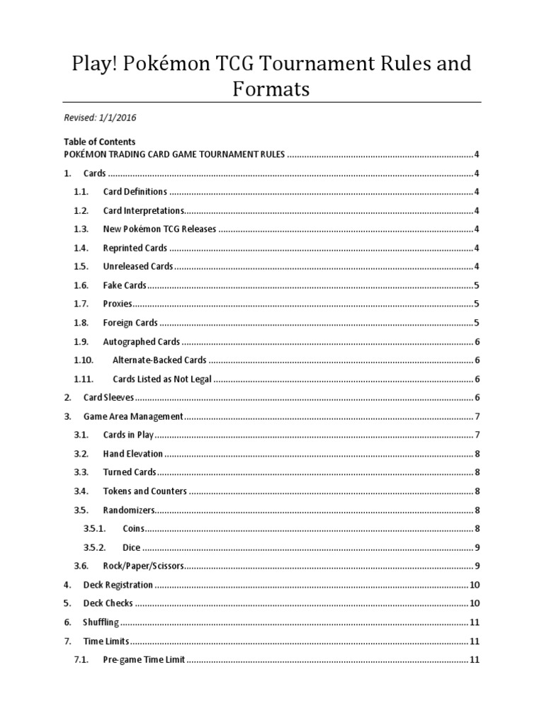 Pokémon TCG Tournament Rules Guide | PDF | Dice | Leisure Activities