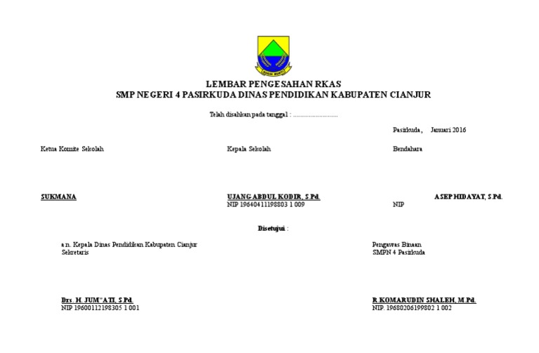 Lembar Pengesahan Rkas | PDF
