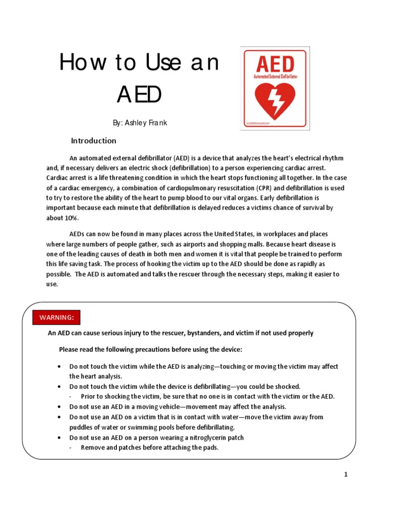How to Use an AED Effectively | PDF | Cardiovascular Physiology ...