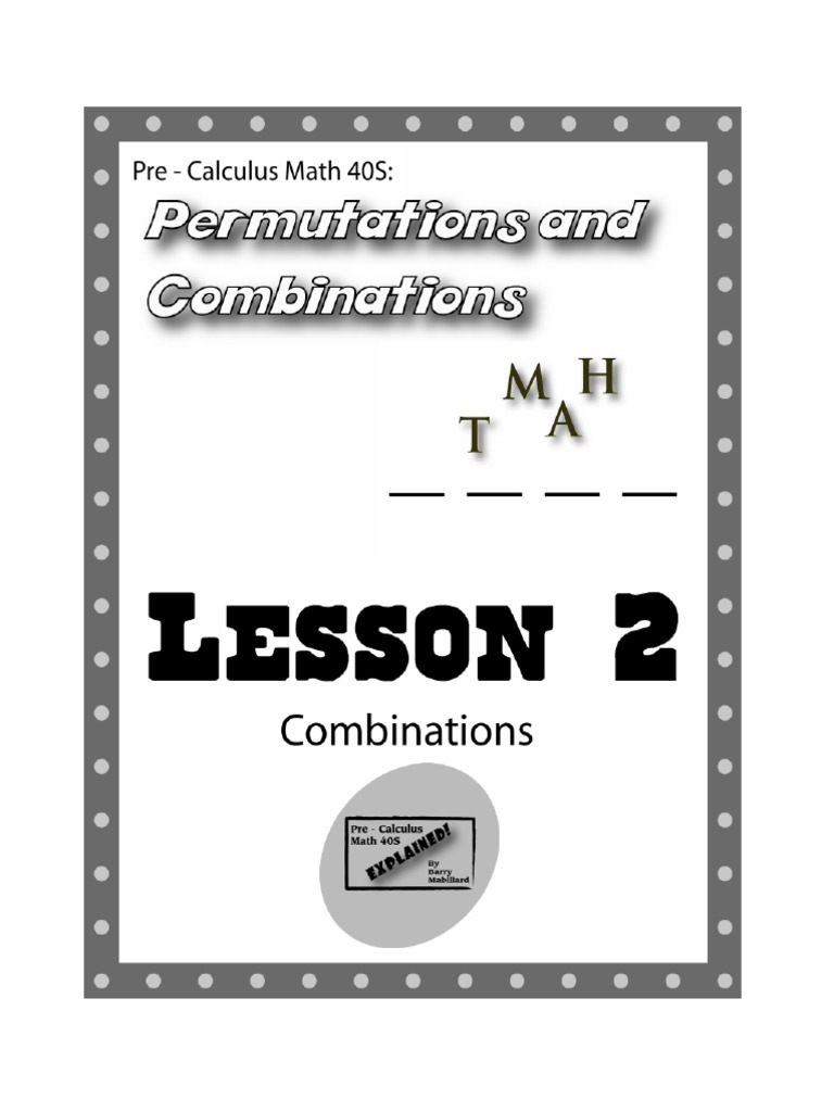 Combinations in Pre-Calculus Math 40S | PDF | Playing Cards | Gaming ...