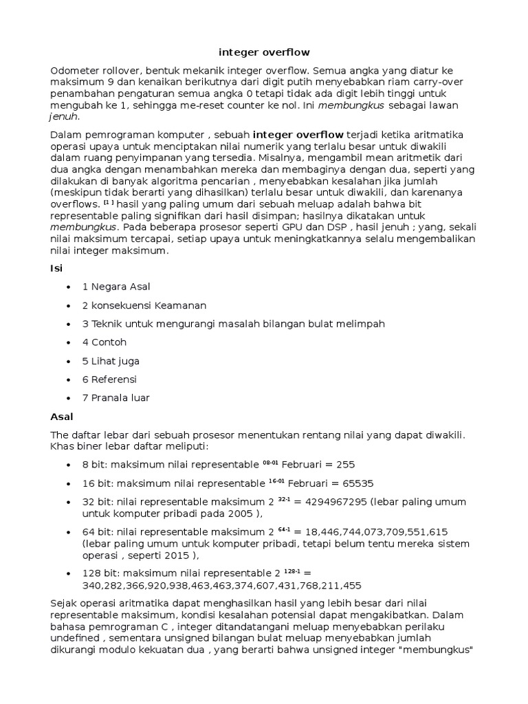 Integer Overflow dan Dampaknya | PDF | Metode & Bahan Ajar | Teknologi & Rekayasa