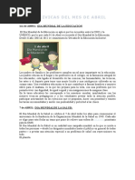 Celebraciones y Días Festivos de Abril | PDF | Perú
