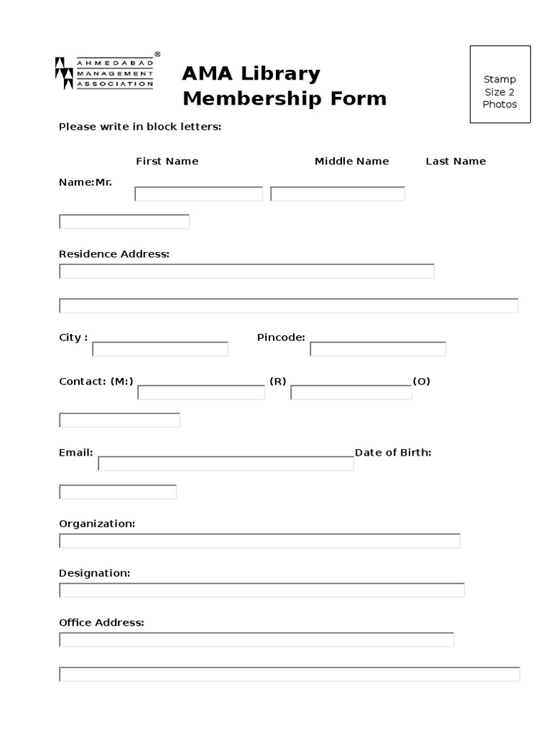 AMA Library Membership Form | PDF