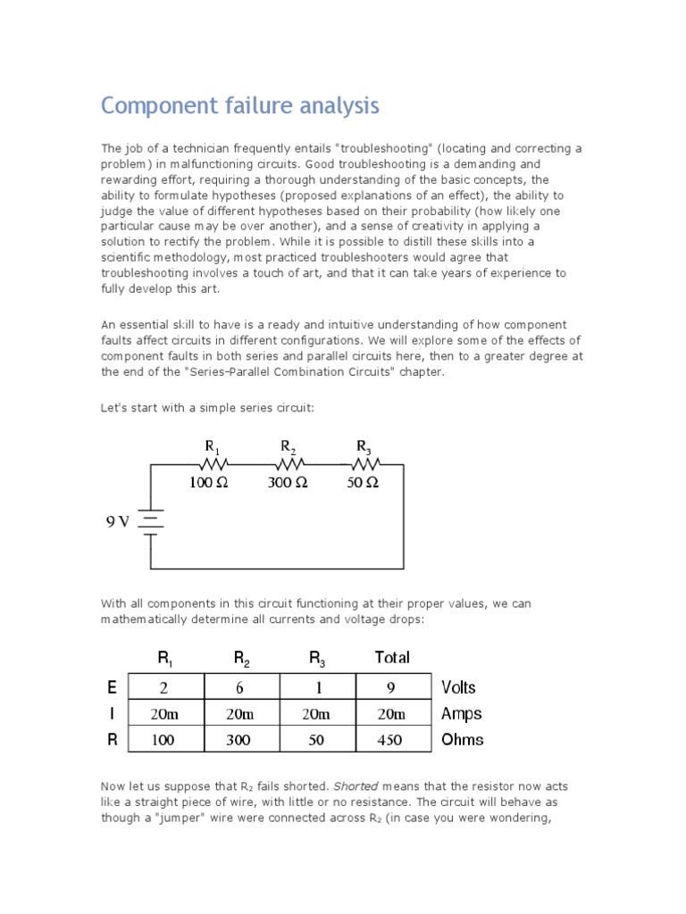 Component Failure Analysis | PDF | Series And Parallel Circuits ...