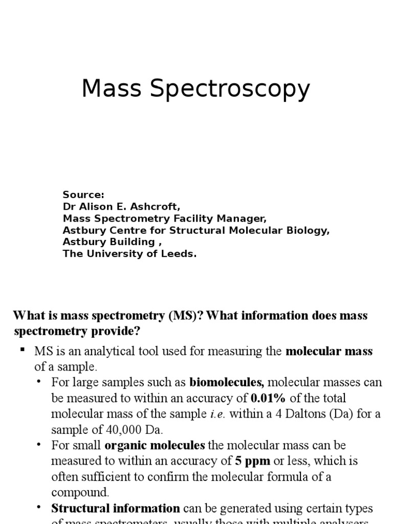 Mass Spectros | PDF | Mass Spectrometry | Spectroscopy