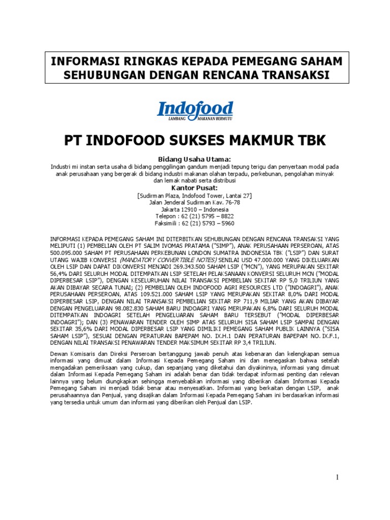 Company Profile PT Indofood | PDF