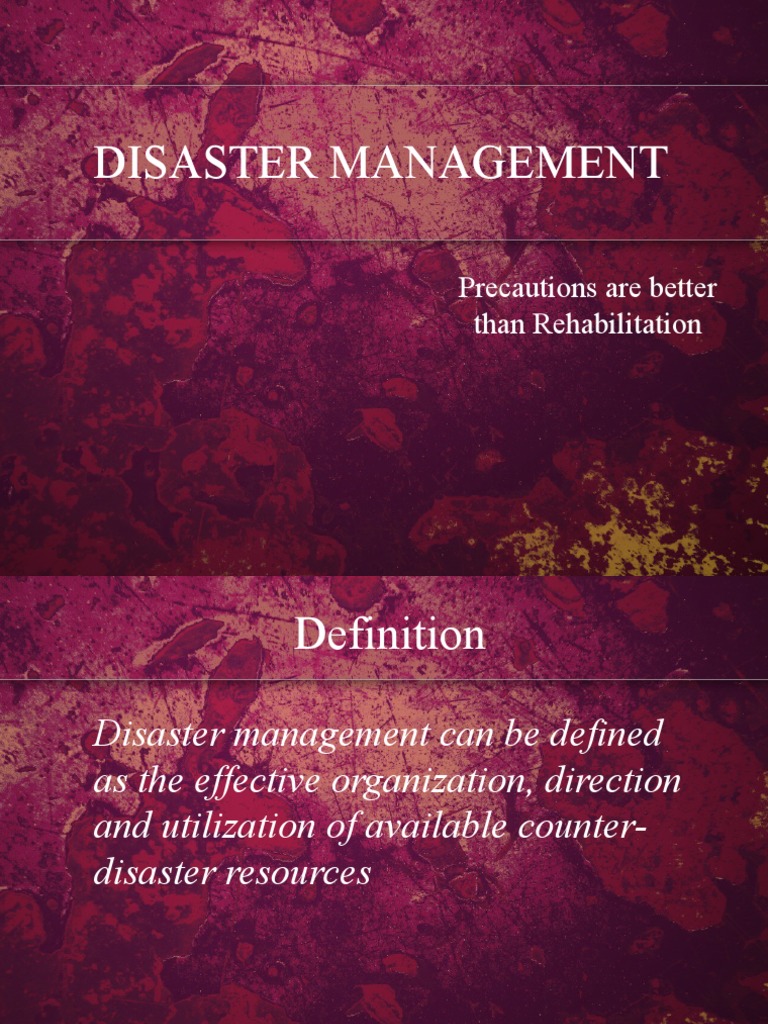 Disaster Management: Precautions Are Better Than Rehabilitation | PDF ...