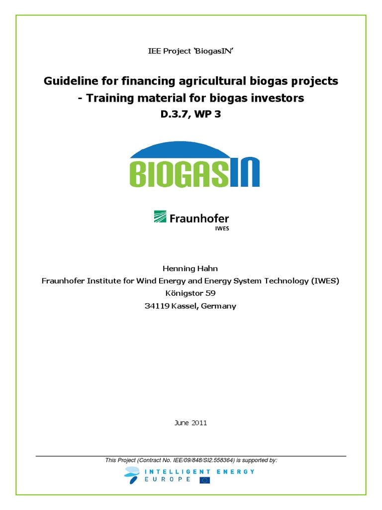 Guideline For Financing Agricultural Biogas Projects | PDF | Biogas ...