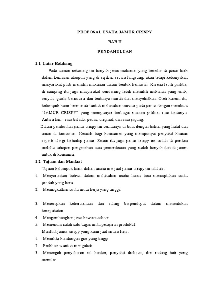 Proposal Usaha Jamur Crispy | PDF