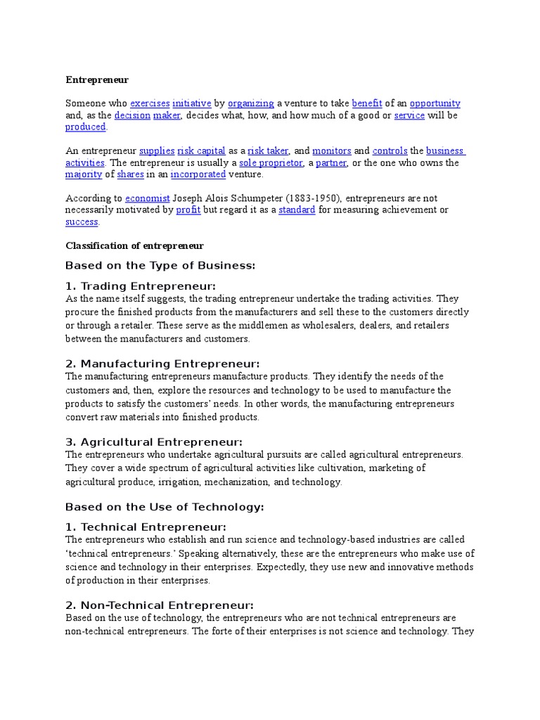 Entrepreneur Assignment | PDF | Entrepreneurship | Innovation