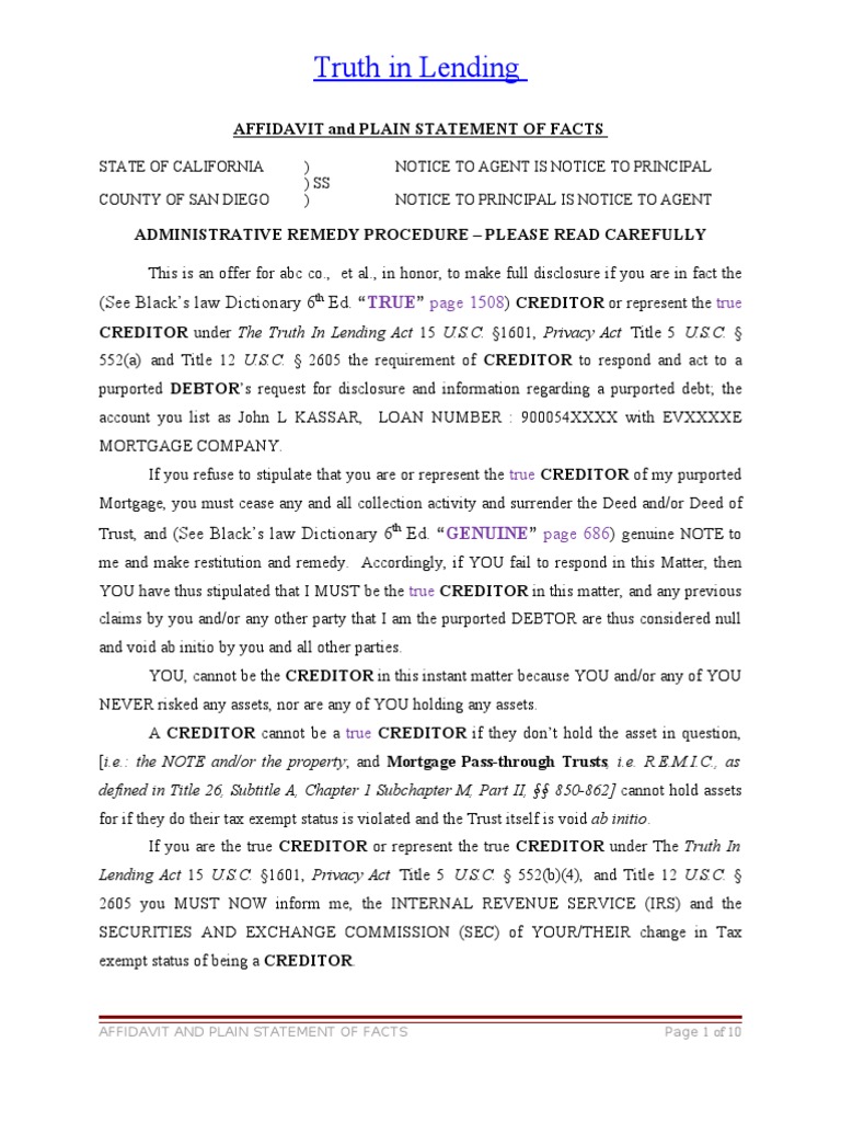 Affidavit Sample | PDF | Promissory Note | Affidavit