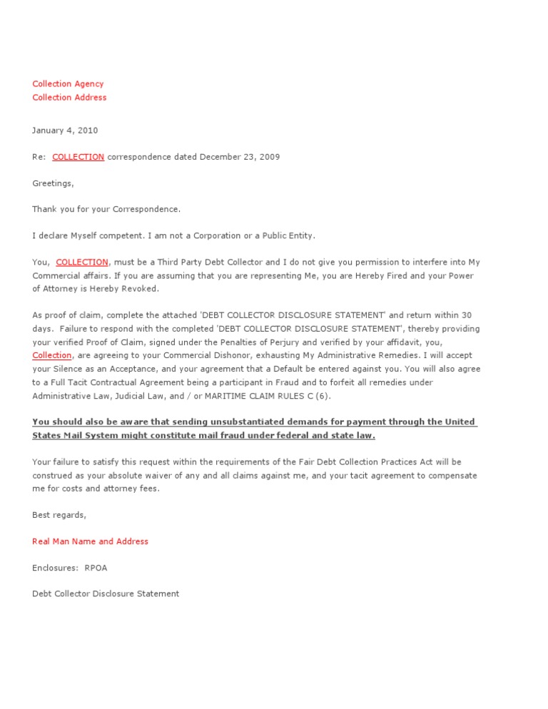 Debt Collector Cover Letter 09 1 1