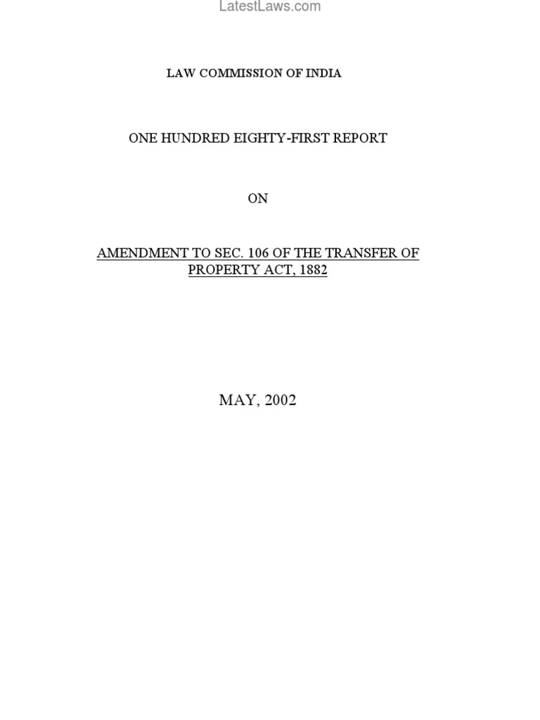 Law Commission Report No. 181 - Amendment To Section 106 of The ...