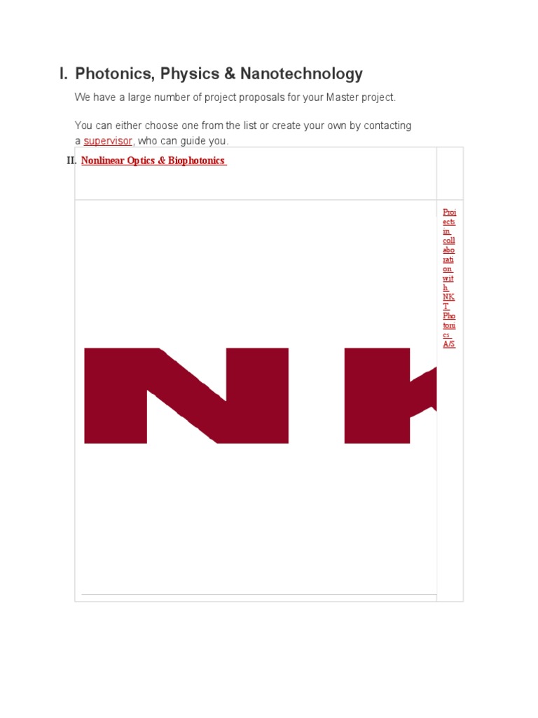 Master Projects in Photonics | PDF | Technology & Engineering