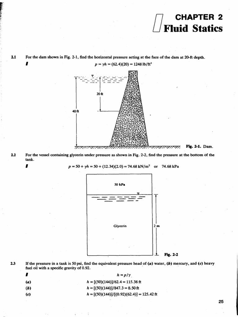Solved Problems, Fluid Statics | PDF | Mechanics | Fluid Mechanics