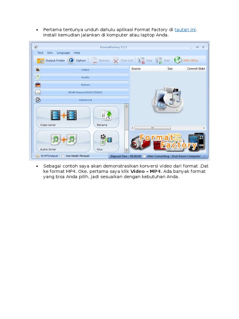 Cara Menggunakan Format Factory | PDF