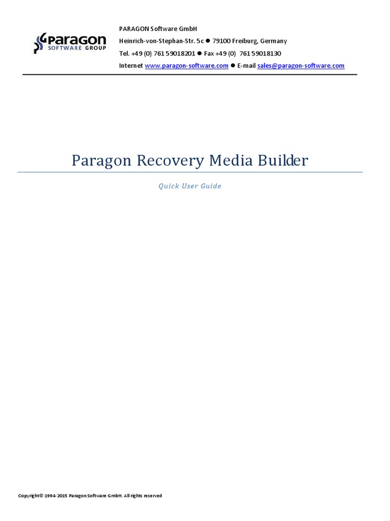 Paragon Recovery Media Builder | PDF | Microsoft Windows | 64 Bit Computing