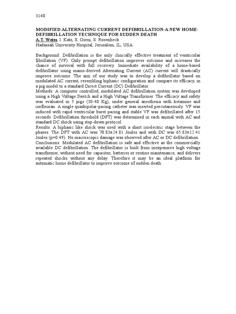 Modified Alternating Current Defibrillation-A New Home-Defibrillation ...