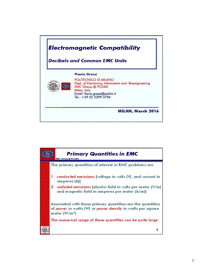 Decibels and Common EMC Units (2016) | PDF | Decibel | Electromagnetic ...