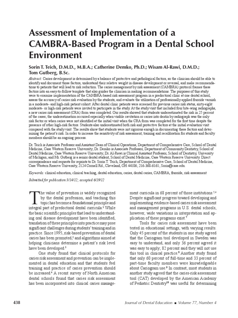 Cambra PDF | PDF | Risk | Dentistry