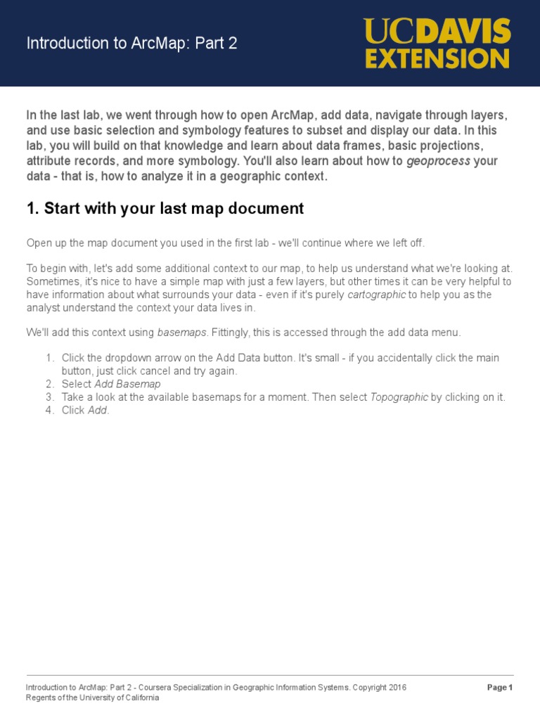 Introduction To ArcMap | PDF | Arc Gis | Geographic Information System