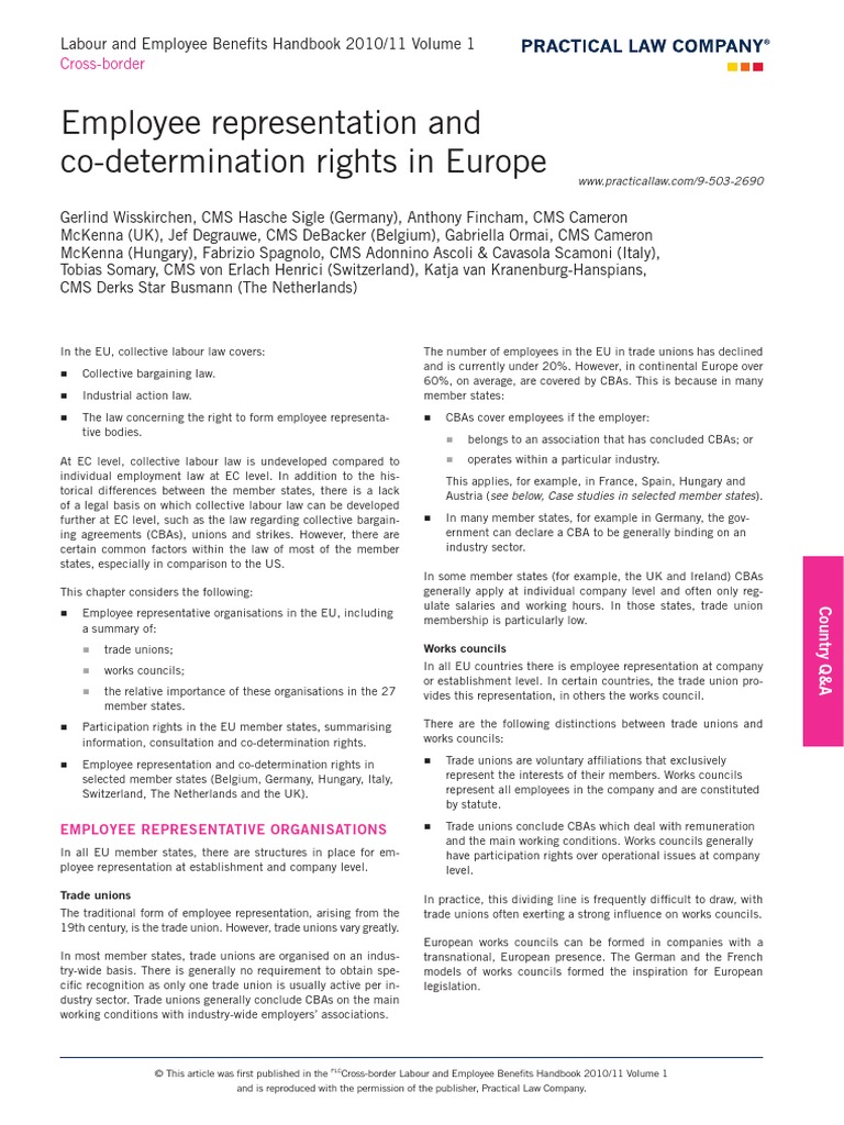 Employee Representation | Download Free PDF | Trade Union | Member ...