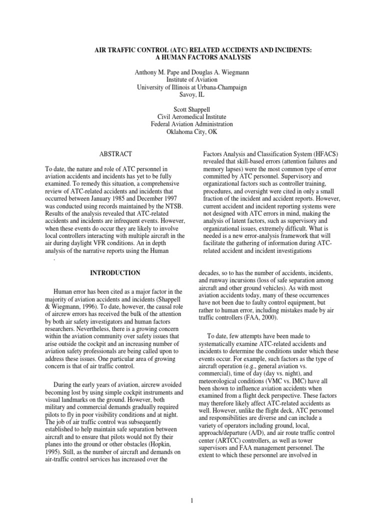 ATC Incident Analysis: Human Factors | PDF | Air Traffic Control ...