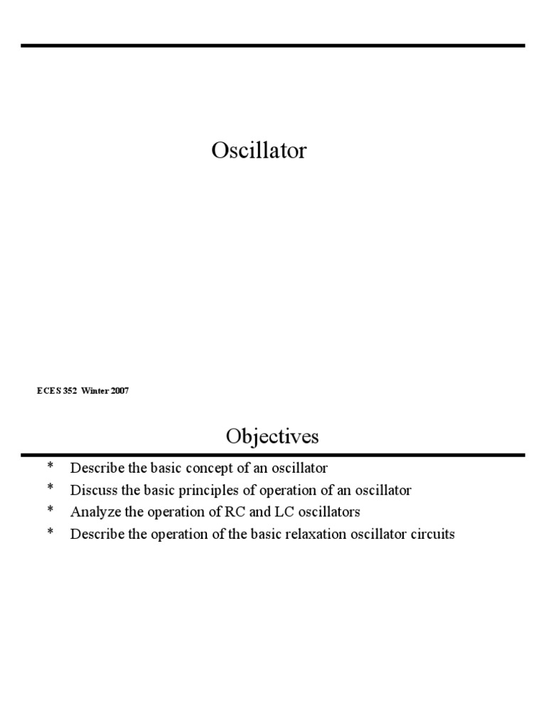 Oscillator Circuit Design Overview | PDF | Electronic Oscillator ...